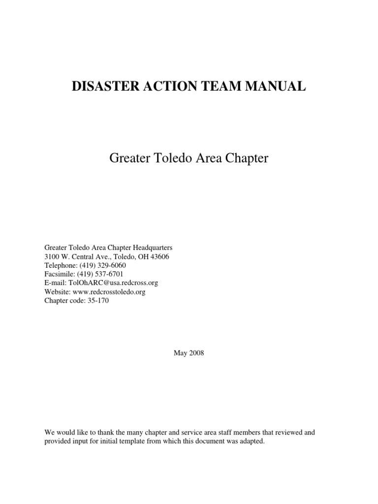 Disaster Action Team Manual: Greater Toledo Area Chapter | PDF ...