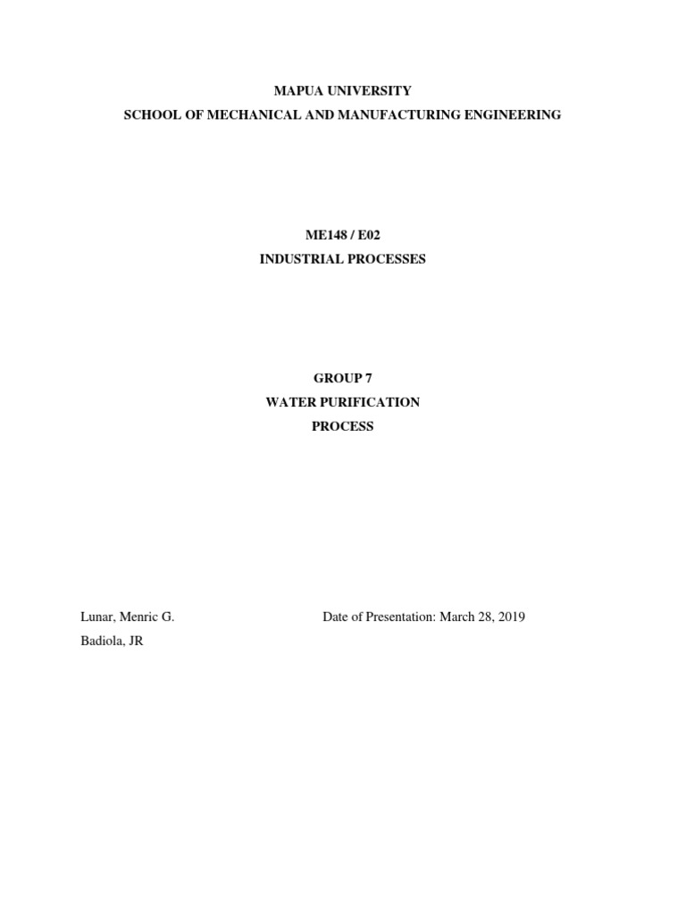 Water Purification Written Report | PDF | Water Purification | Membrane