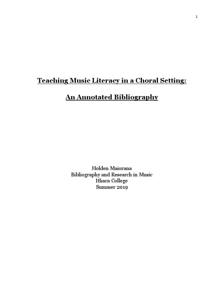 Annotated Bibliography Final 5 | PDF | Music Education | Literacy