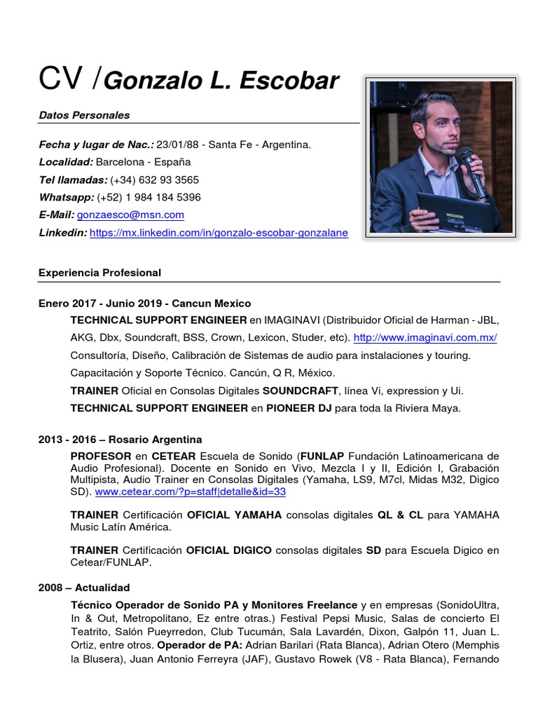 Gonzalo Luis Escobar CV 2019 | PDF | Informática | Science