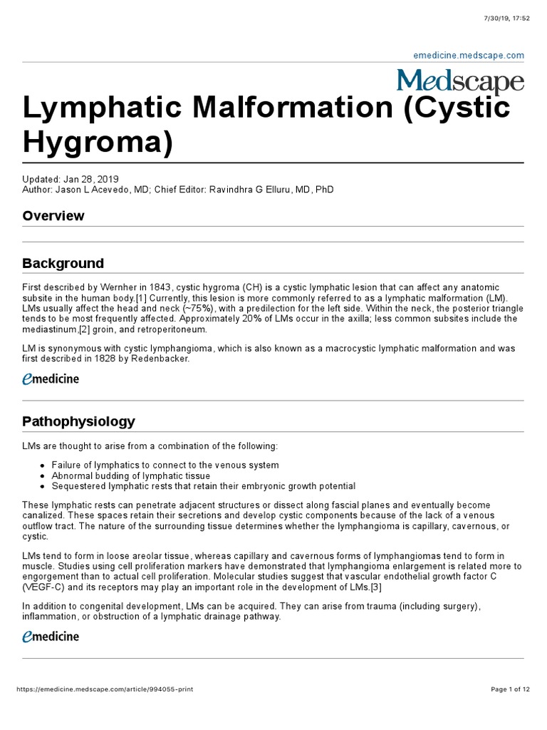 Lymphatic Malformation (Cystic Hygroma) | PDF | Ct Scan | Magnetic ...