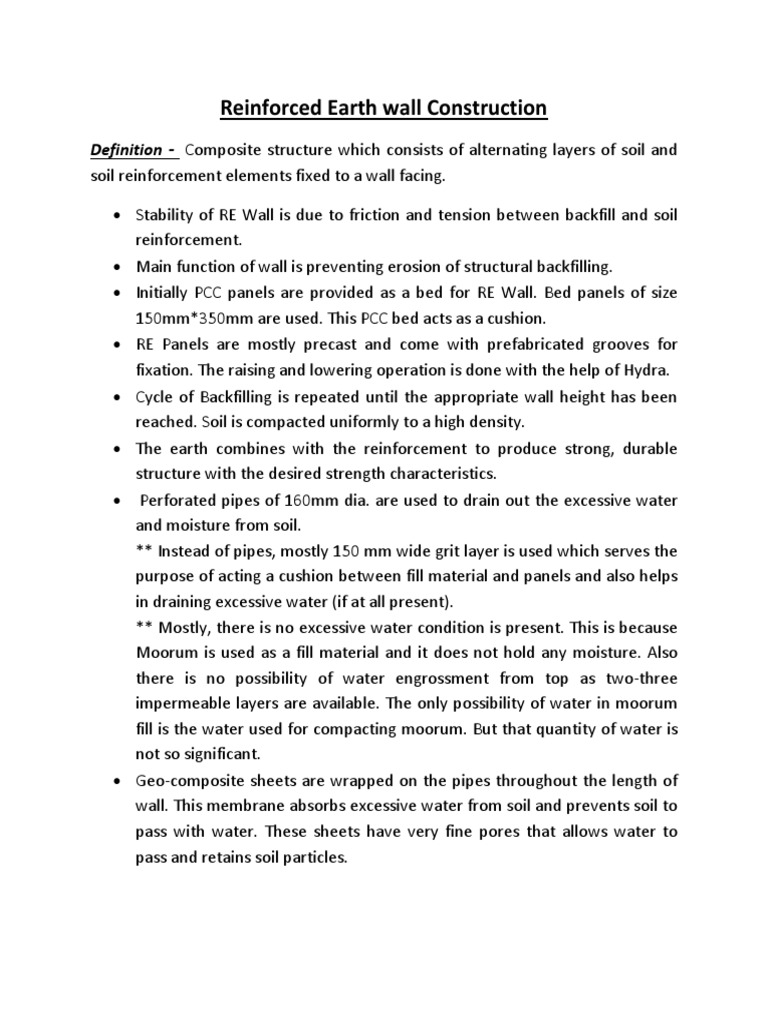 RE Wall COnstruction | PDF | Precast Concrete | Soil