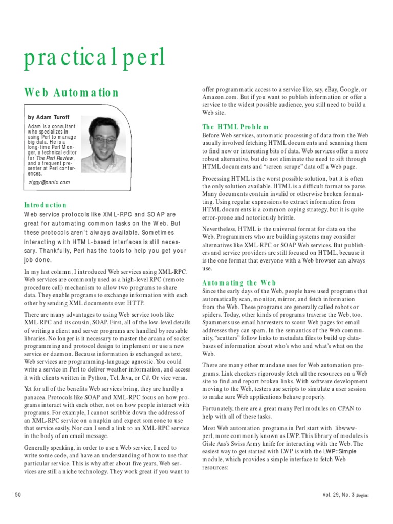 Practical Perl: Web Automation | PDF | Html | Web Service