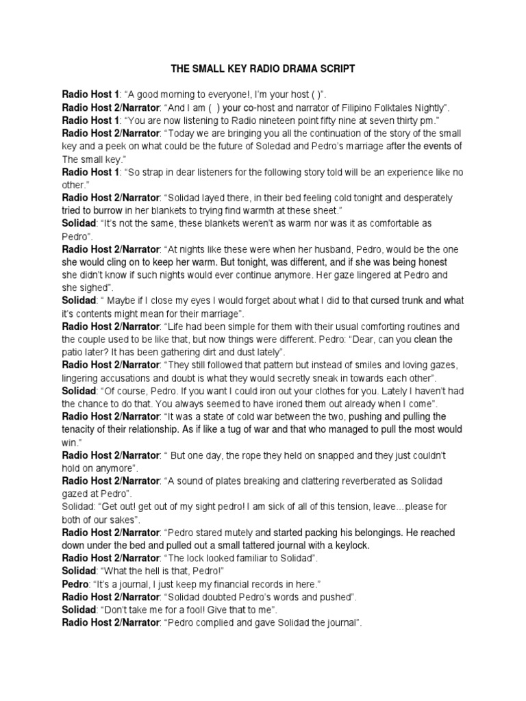Radio Drama Script-The Small Key | PDF