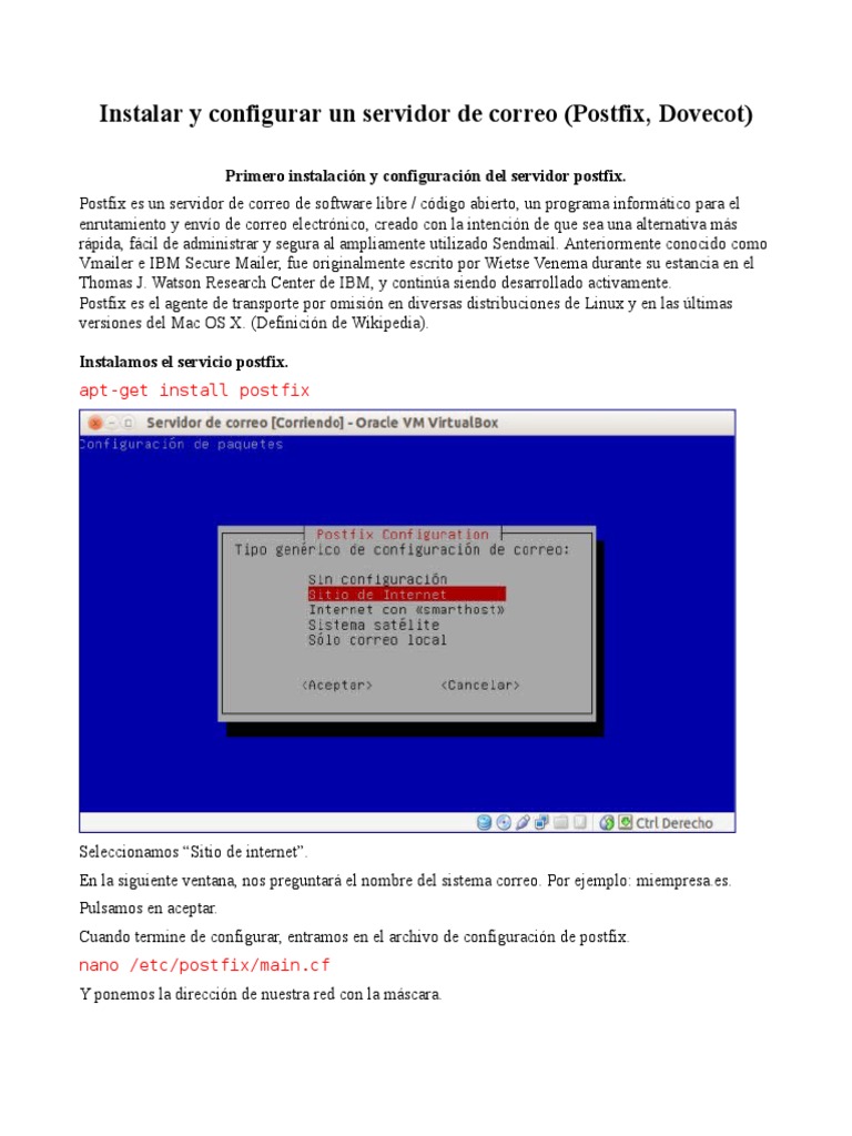 Instalar y Configurar Un Servidor de Correo (Postfix, Dovecot) | PDF | Protocolos de internet ...