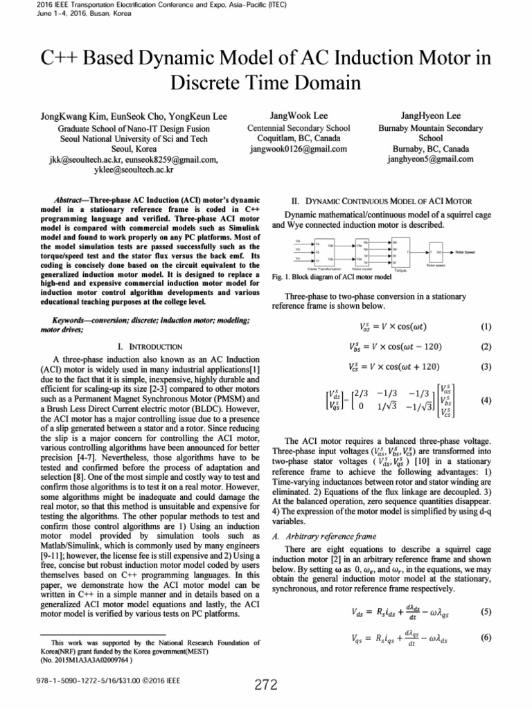 C++ Based Model of AC Induction Motor | PDF | Electric Motor | Magnetism