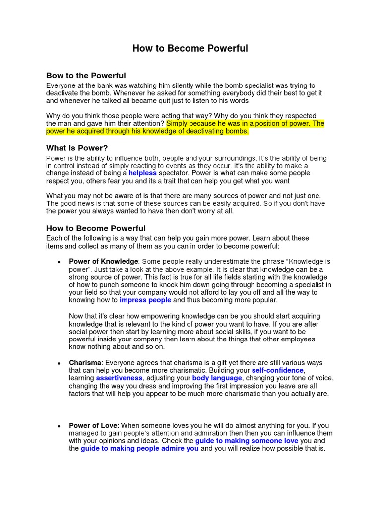 How To Become Powerful | PDF | Understanding | Knowledge