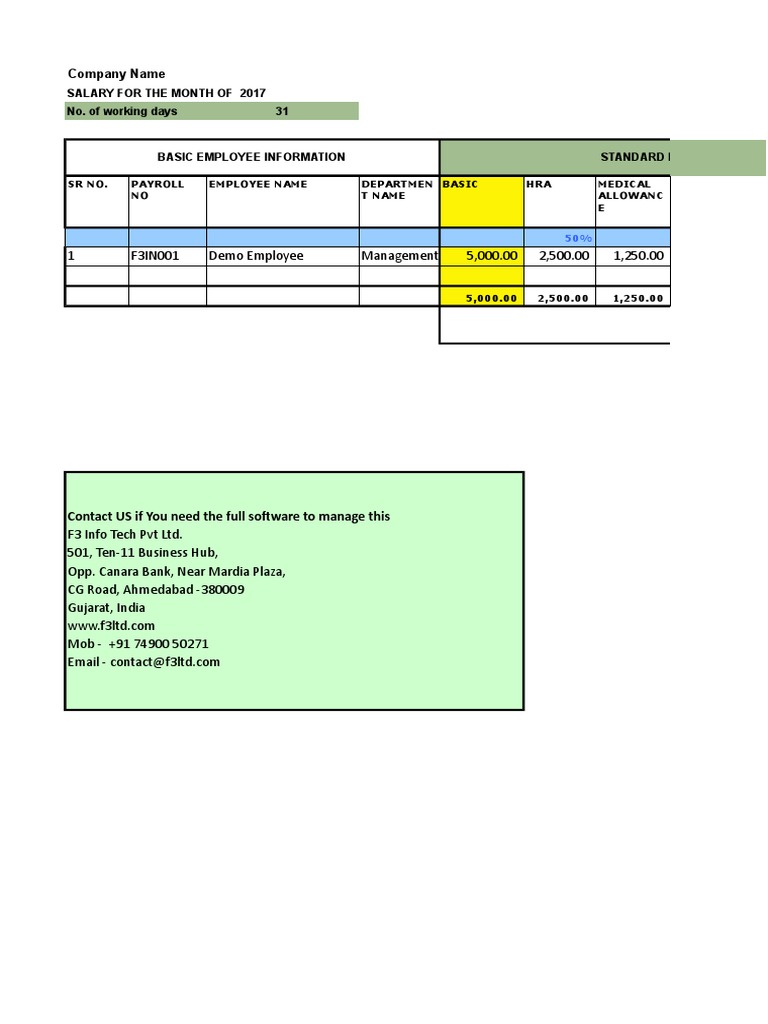 F3ltd-Payroll With Payslip Format | Download Free PDF | Payroll ...