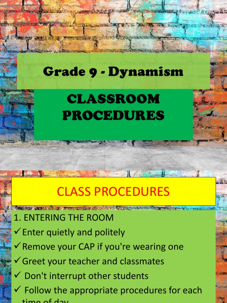 Grade 9 Classroom Rules and Procedures | PDF | Self-Improvement