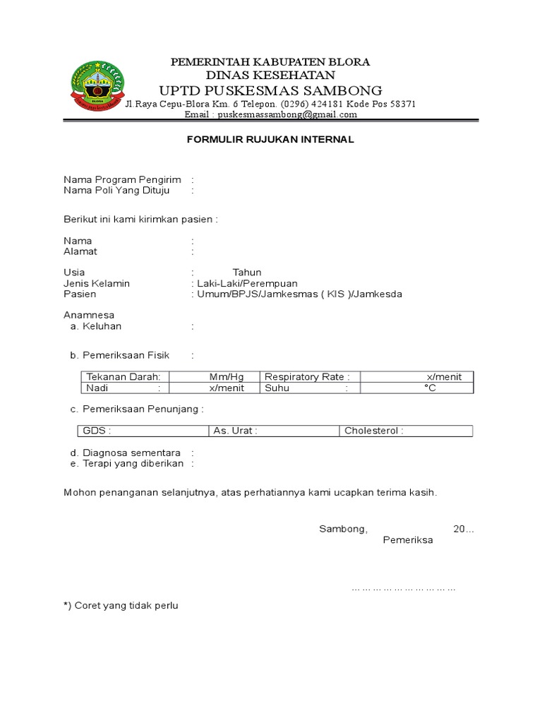 Rujukan Internalpemerintah Kabupaten Blora | PDF
