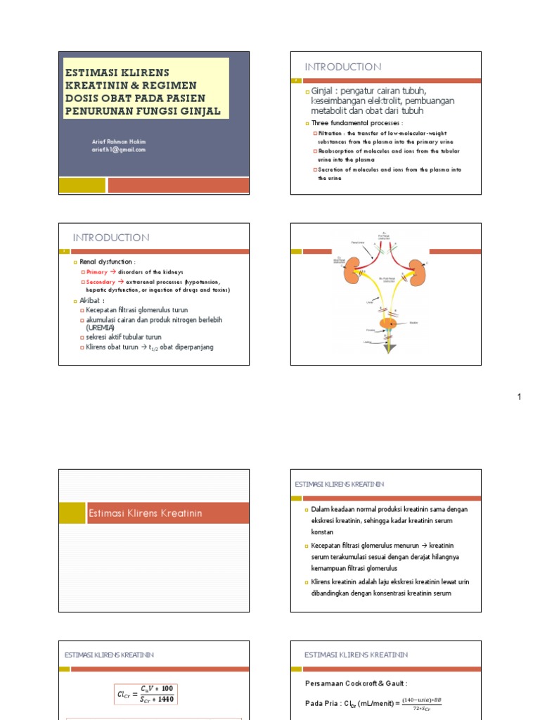 Estimasi Klirens Kreatinin dan Dosis Obat | PDF