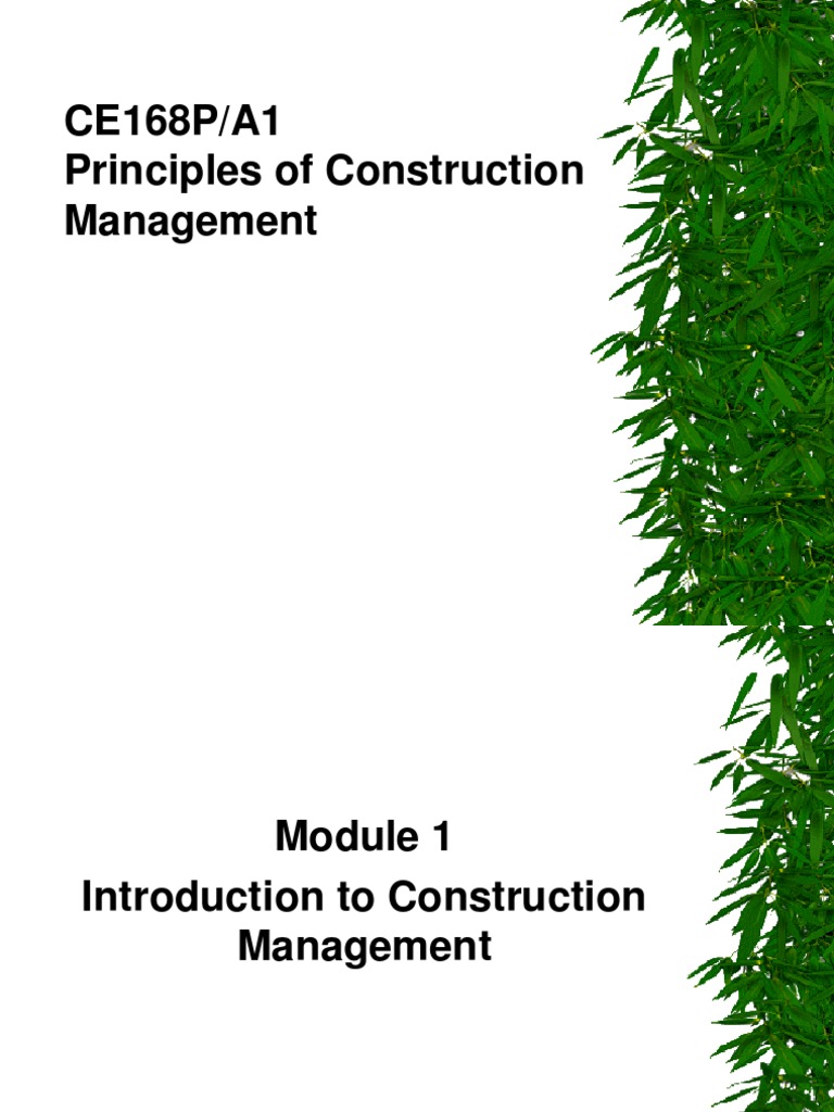 Module 1 Principles of Construction Management | PDF | Goal | Project ...