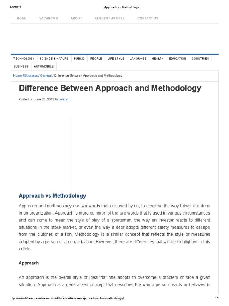 Approach Vs Methodology | PDF | Psychology | Psychological Concepts