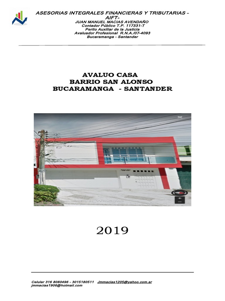 Informe Avaluo Casa San Alonso Johan Roth | PDF | Valoración ...