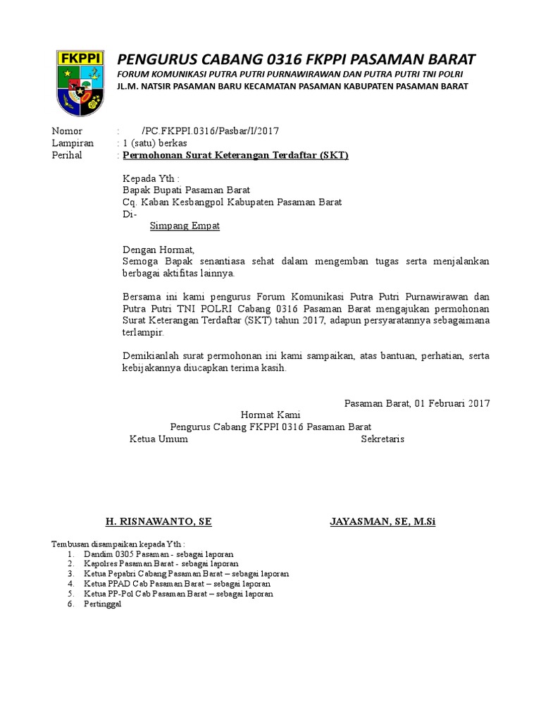 Surat SKT To Kesbang | PDF