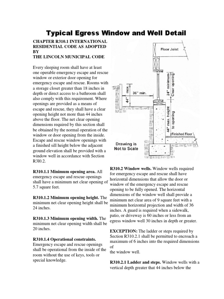 Typical Egress Window and Well Detail | PDF | Window | Door