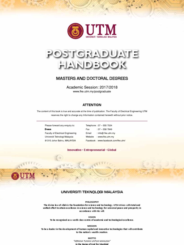 Utm Fke PG Handbook 2017 18 PDF | PDF | Thesis | Doctor Of Philosophy