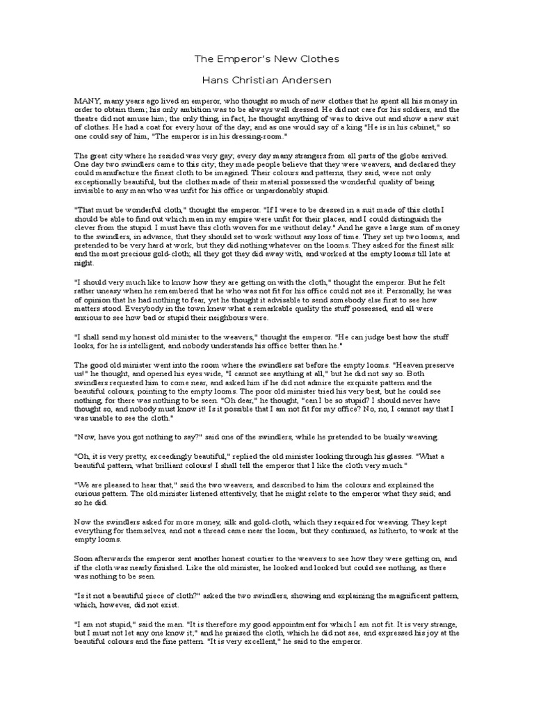 The Emperors New Clothes Text | PDF | Weaving | Loom