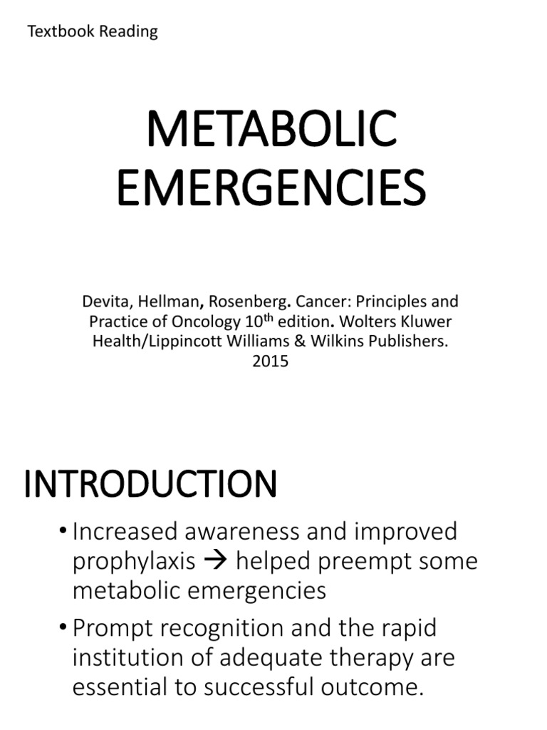 Metabolic Emergencies: Textbook Reading | PDF | Diseases And Disorders ...