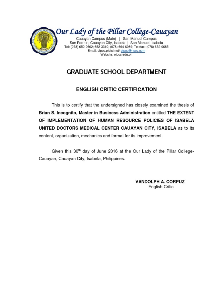 English Critic Certification | PDF