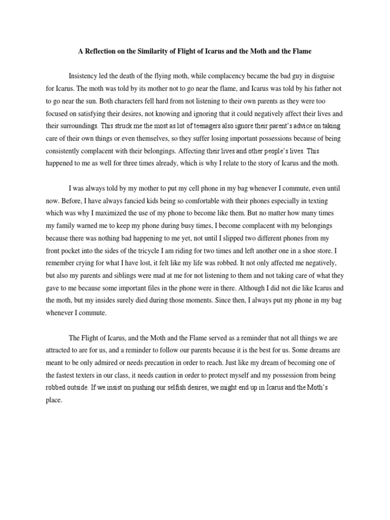 Reflection Paper About Icarus and The Moth | PDF