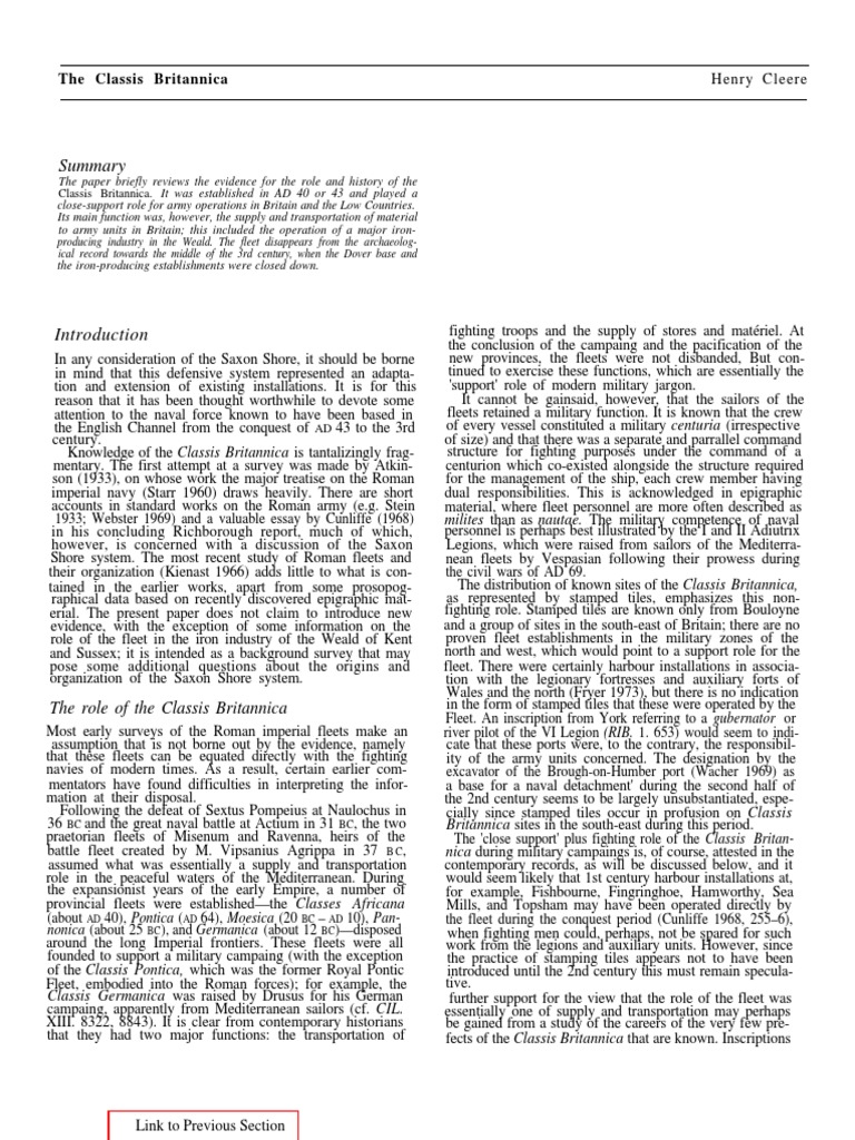 The Classis Britannica: Classis Britannica. It Was Established in AD 40 ...