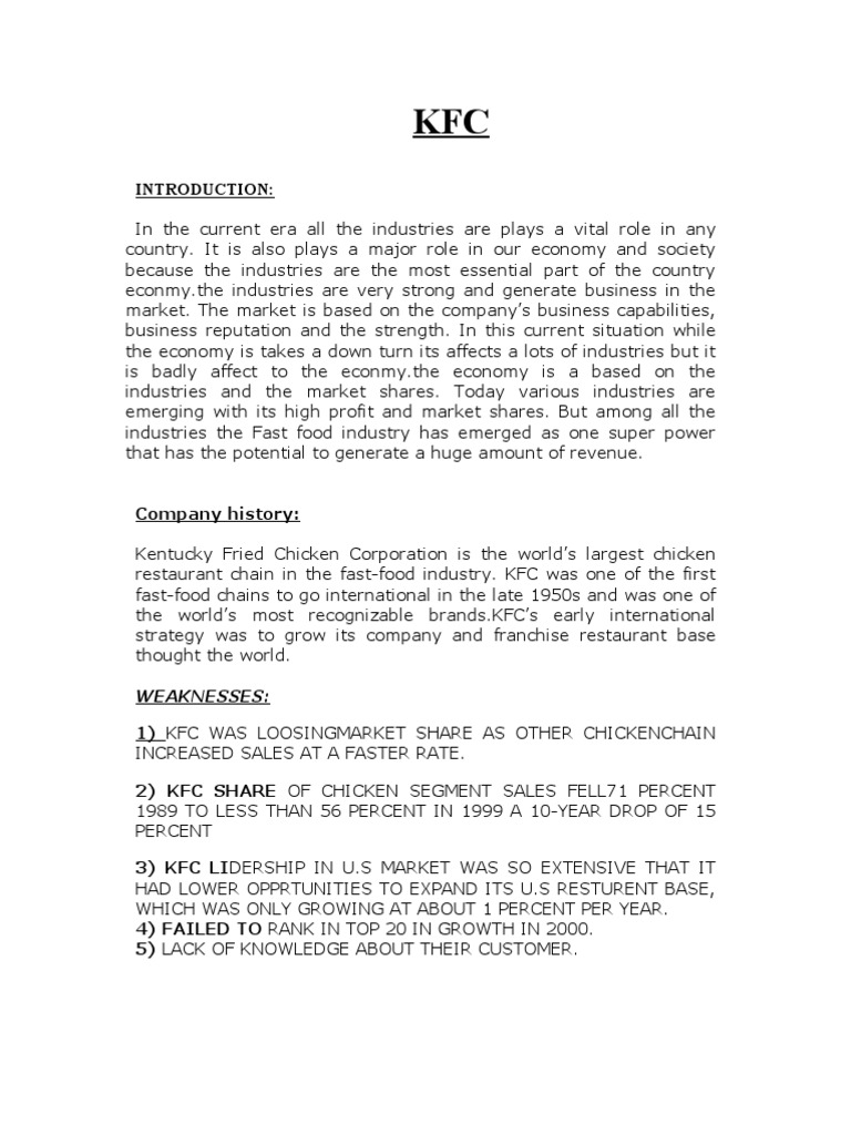 Mohit (Case Study of KFC) | PDF | Fast Food | Franchising