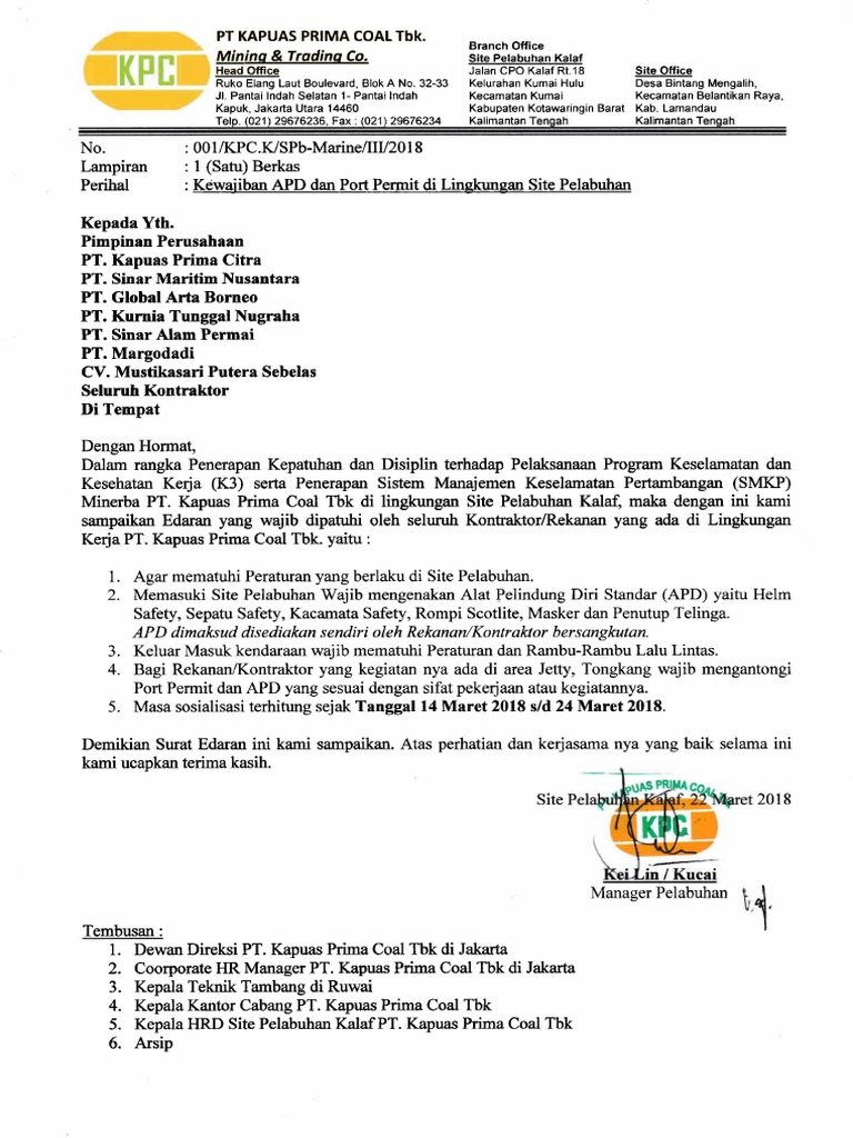 001 Kewajiban Apd & Port Permit | PDF