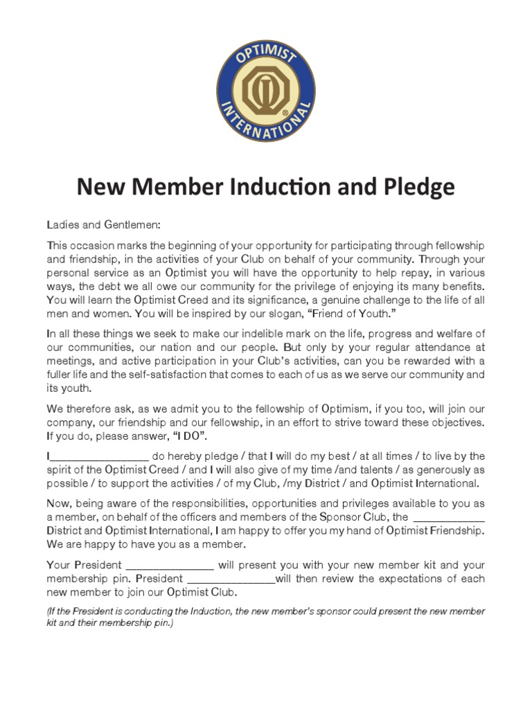New Member Induction Ceremony Guide | PDF
