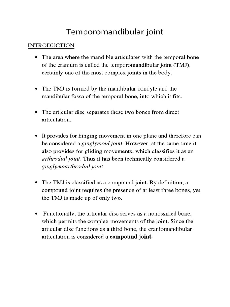 Temporomandibular Joint | PDF | Human Anatomy | Animal Anatomy