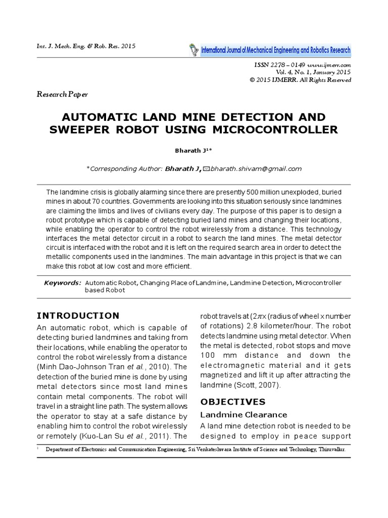 Automatic Land Mine Detection and Sweeper Robot Using Microcontroller ...