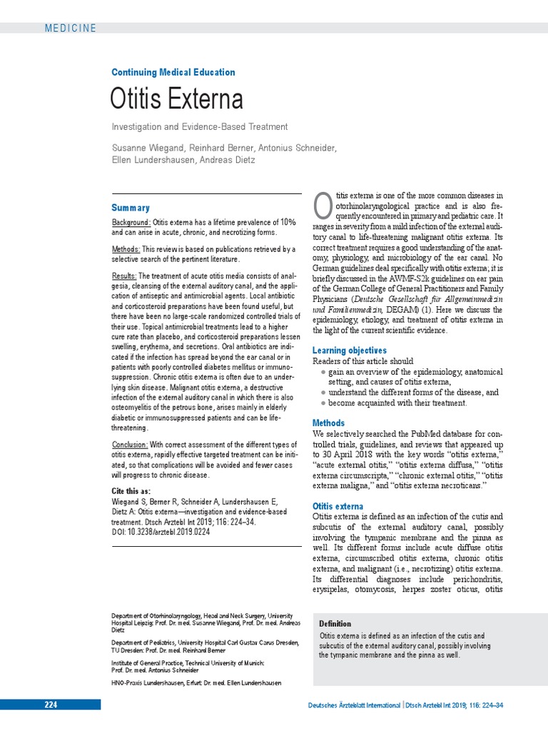Otitis Externa: Continuing Medical Education | PDF | Medical Imaging | Ear