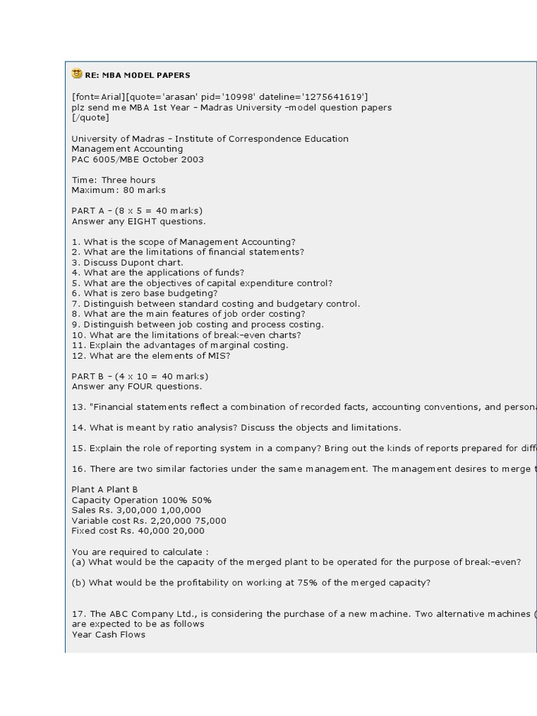 MBA Model Papers | PDF | Entrepreneurship | Dividend