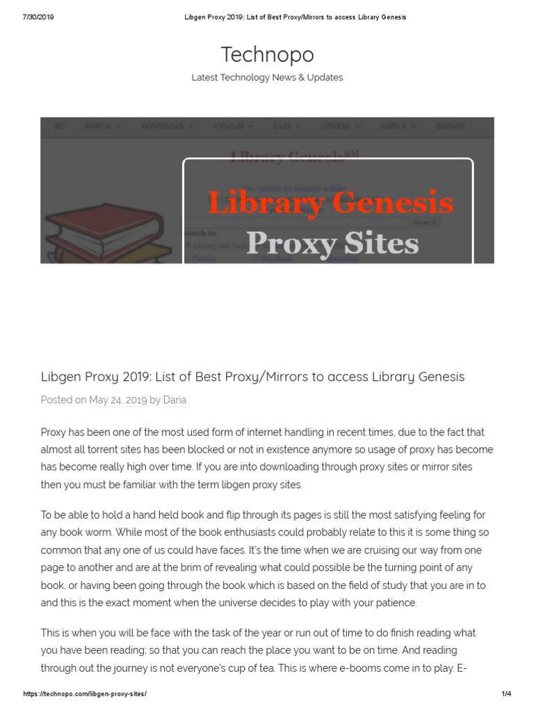 Libgen Proxy 2019 - List of Best Proxy - Mirrors To Access Library Genesis | PDF | Proxy Server ...