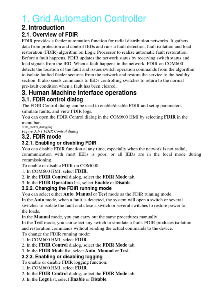 Grid Automation Controller: 2.1. Overview of FDIR | PDF | Switch | User ...