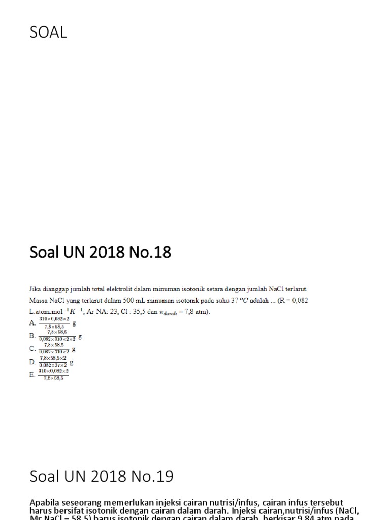 Massa NaCl untuk Cairan Infus Isotonik | PDF | Sains & Matematika ...