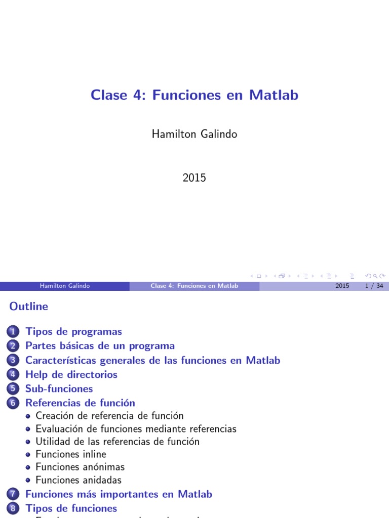 Funciones en Matlab: Guía Completa | PDF | Matriz (Matemáticas) | Álgebra