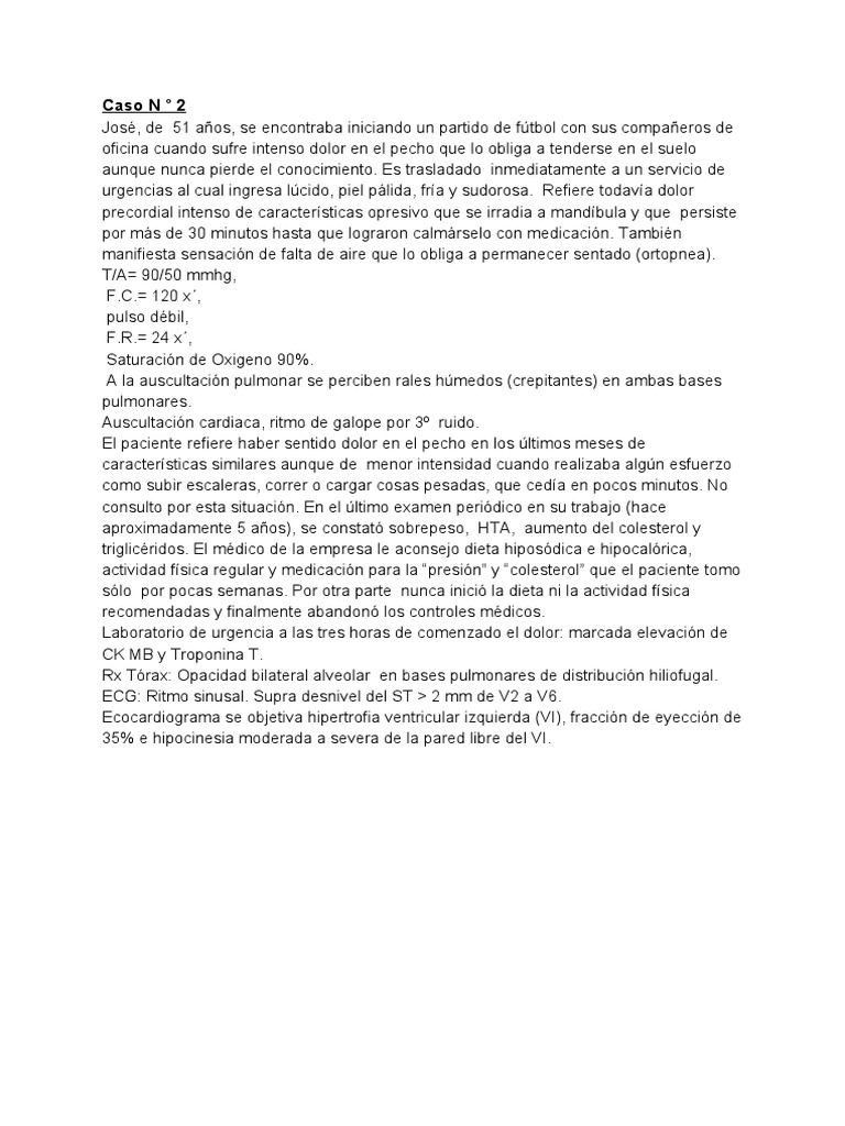 Caso N ° 2 Taller PDF | PDF | Corazón | Electrocardiografia