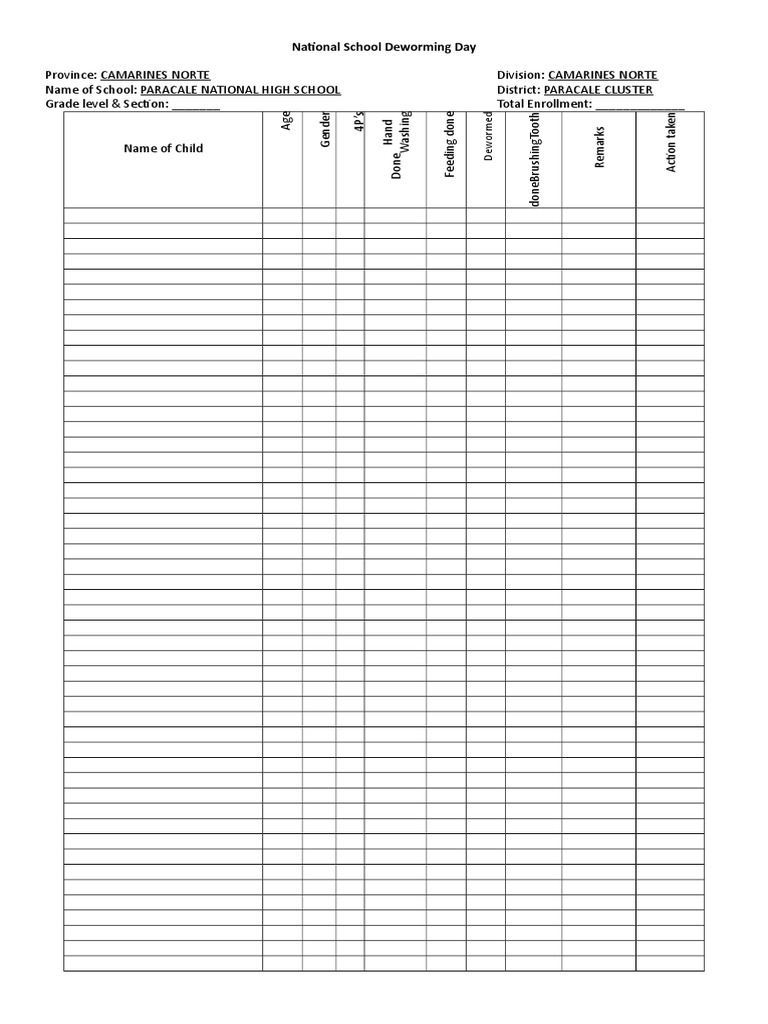 Deworming Form Blank | PDF
