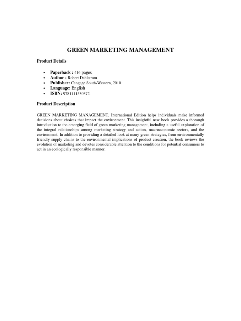 Green Marketing Management-1 PDF | PDF | Self-Improvement