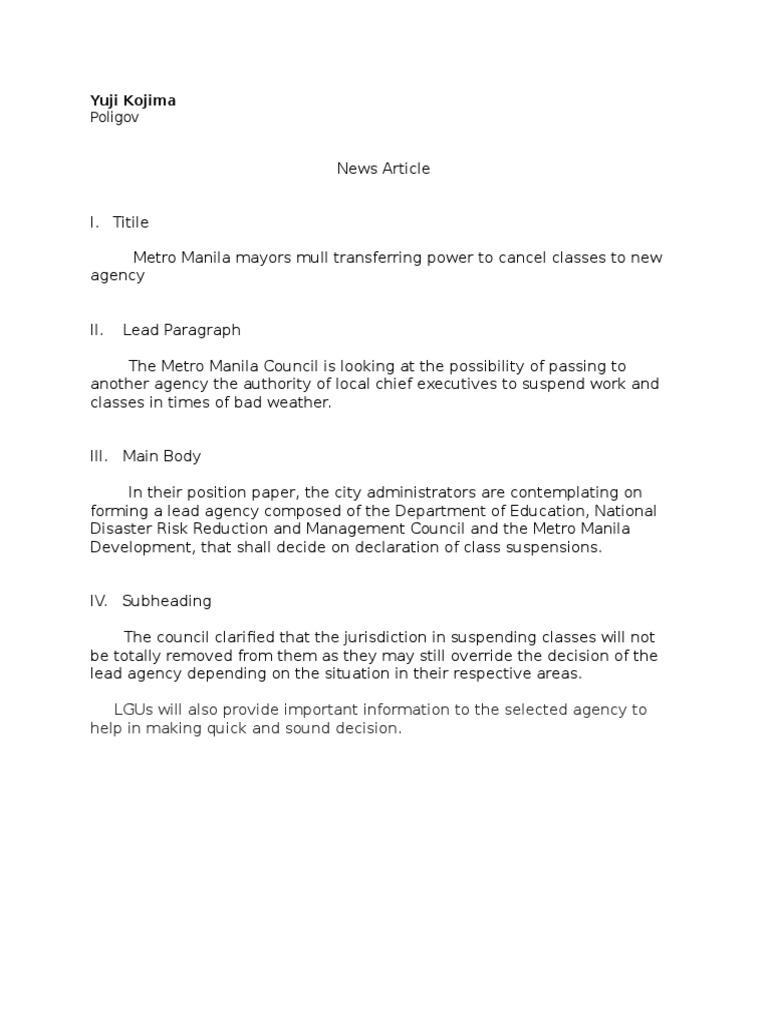 News Article POLIGOV | PDF | Business | Finance & Money Management