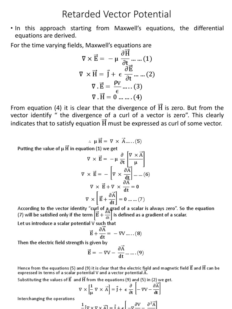Retarded Vector Potential | PDF | Divergence | Mechanics