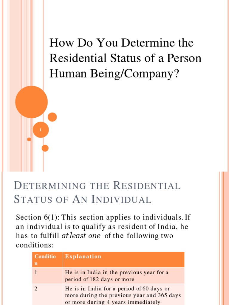 How Do You Determine The Residential Status of A Person Human Being ...