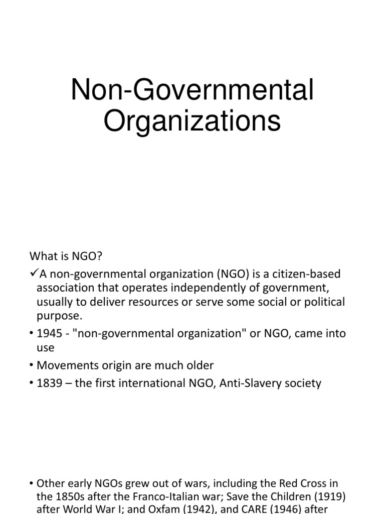 Non-Government Organizations | PDF | Non Governmental Organization ...