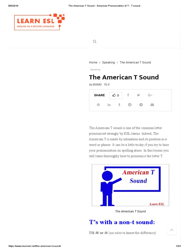 The American T Sound - American Pronunciation of T - T Sound | PDF ...