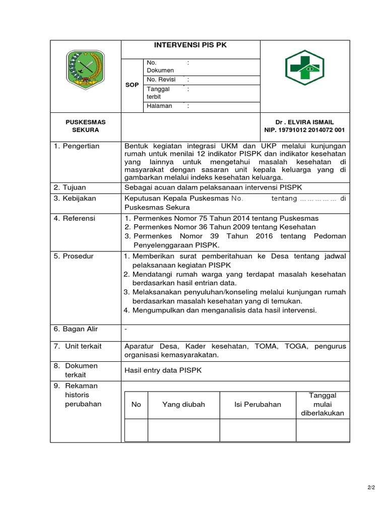 Sop Intervensi Pispk | PDF