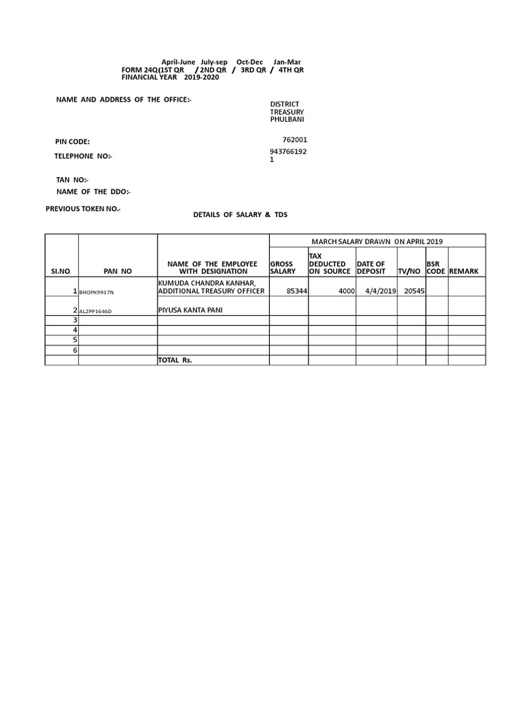 Form 24Q | PDF | Government Finances | Taxation