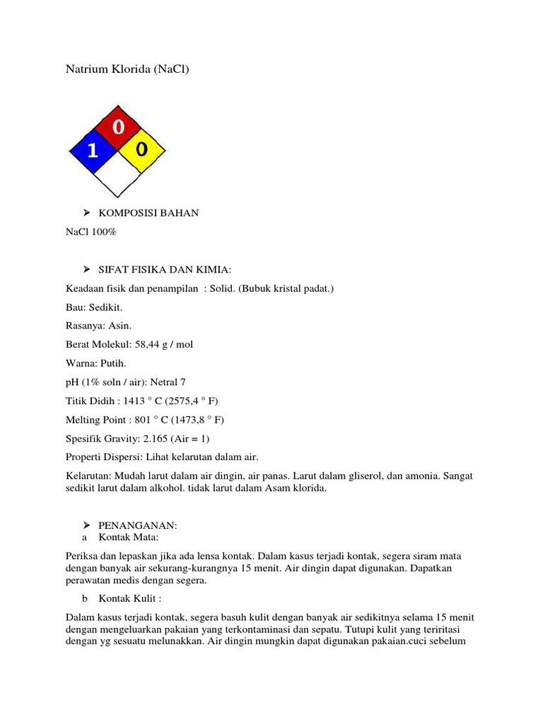 Msds Nacl | PDF