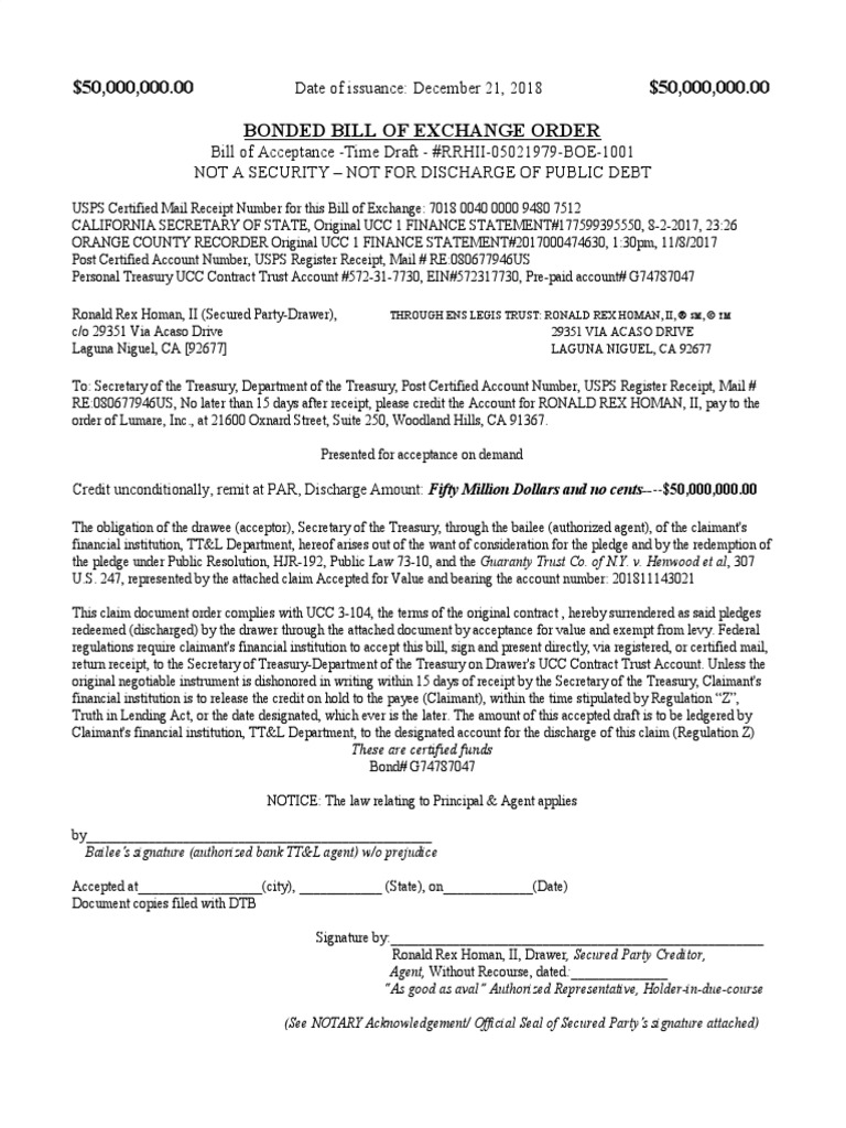 Bonded Bill of Exchange Order | PDF | Negotiable Instrument | Cheque