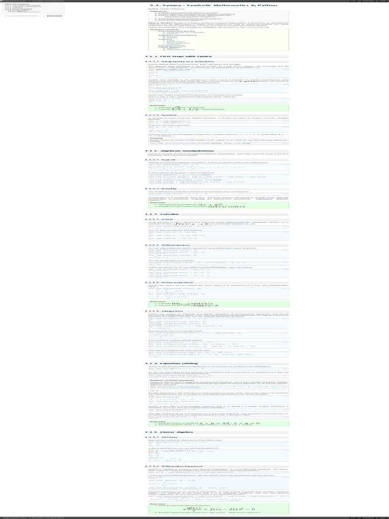 Symbolic Mathematics in Python | PDF | Equations | Factorization